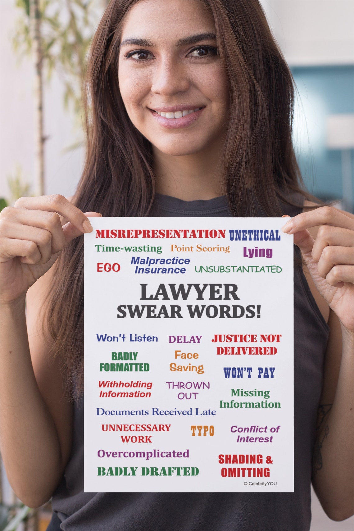 Lawyer Swear Words PRINTABLE Law Office Decor, Cruel Funny Lawyer Gift ...