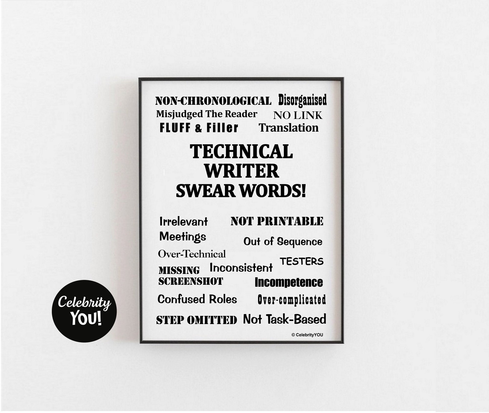 Technical Writer Swear Words PRINTABLE Office Decor - Etsy