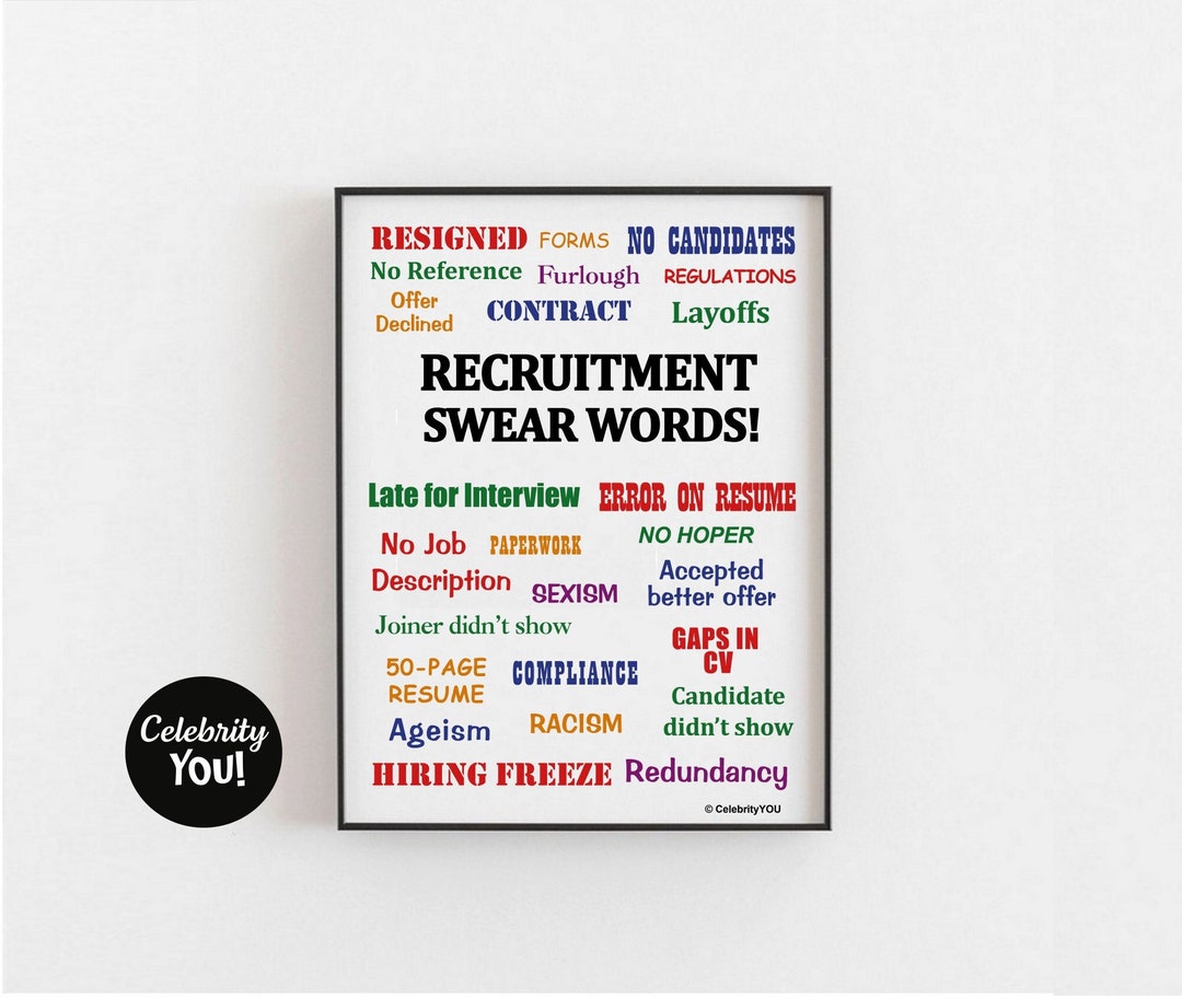 Funny Recruitment Swear Words Office Decor: Agency, Manager Gift - Pet ...