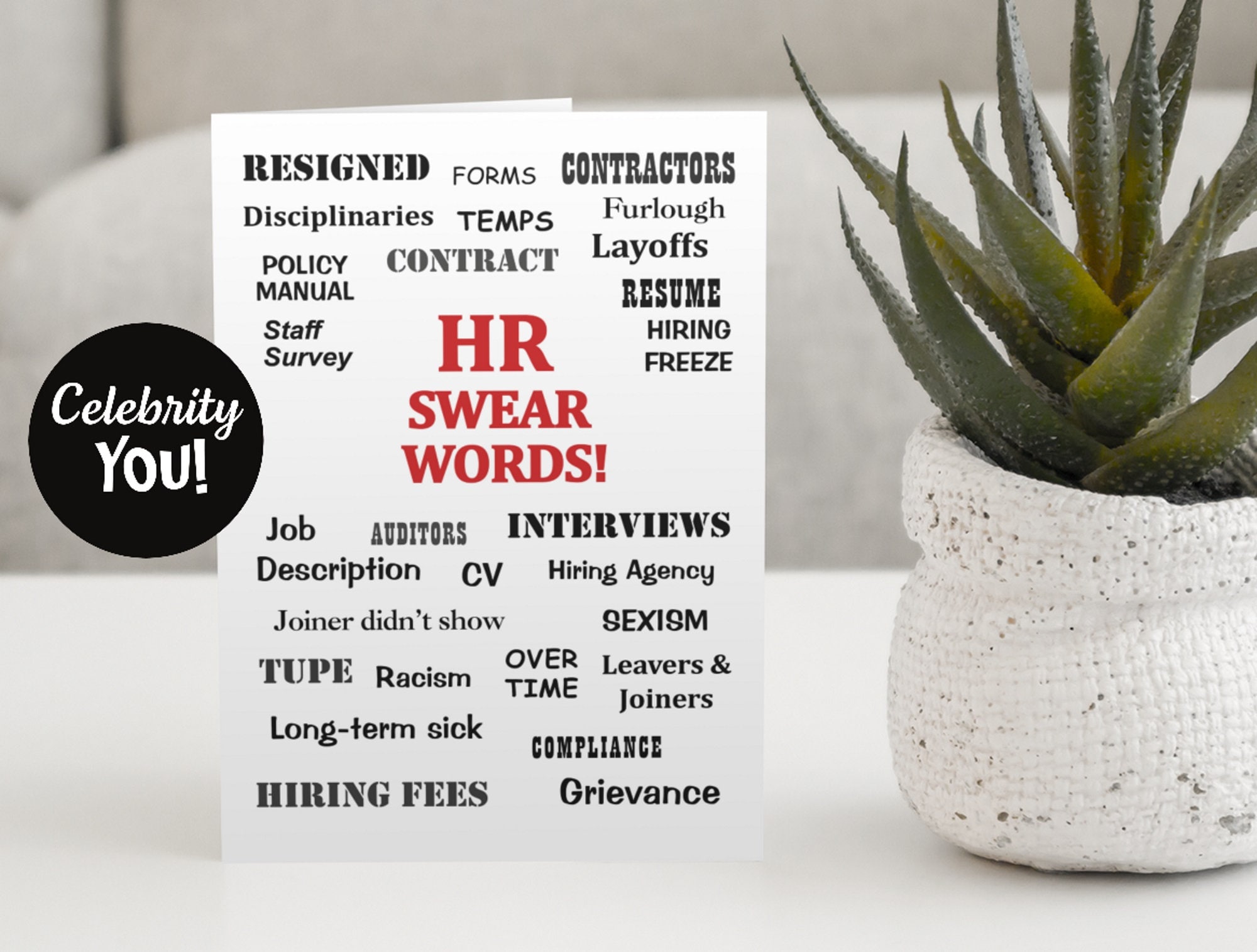 HR Swear Words PRINTABLE Human Resources Card, Funny Greeting Card ...