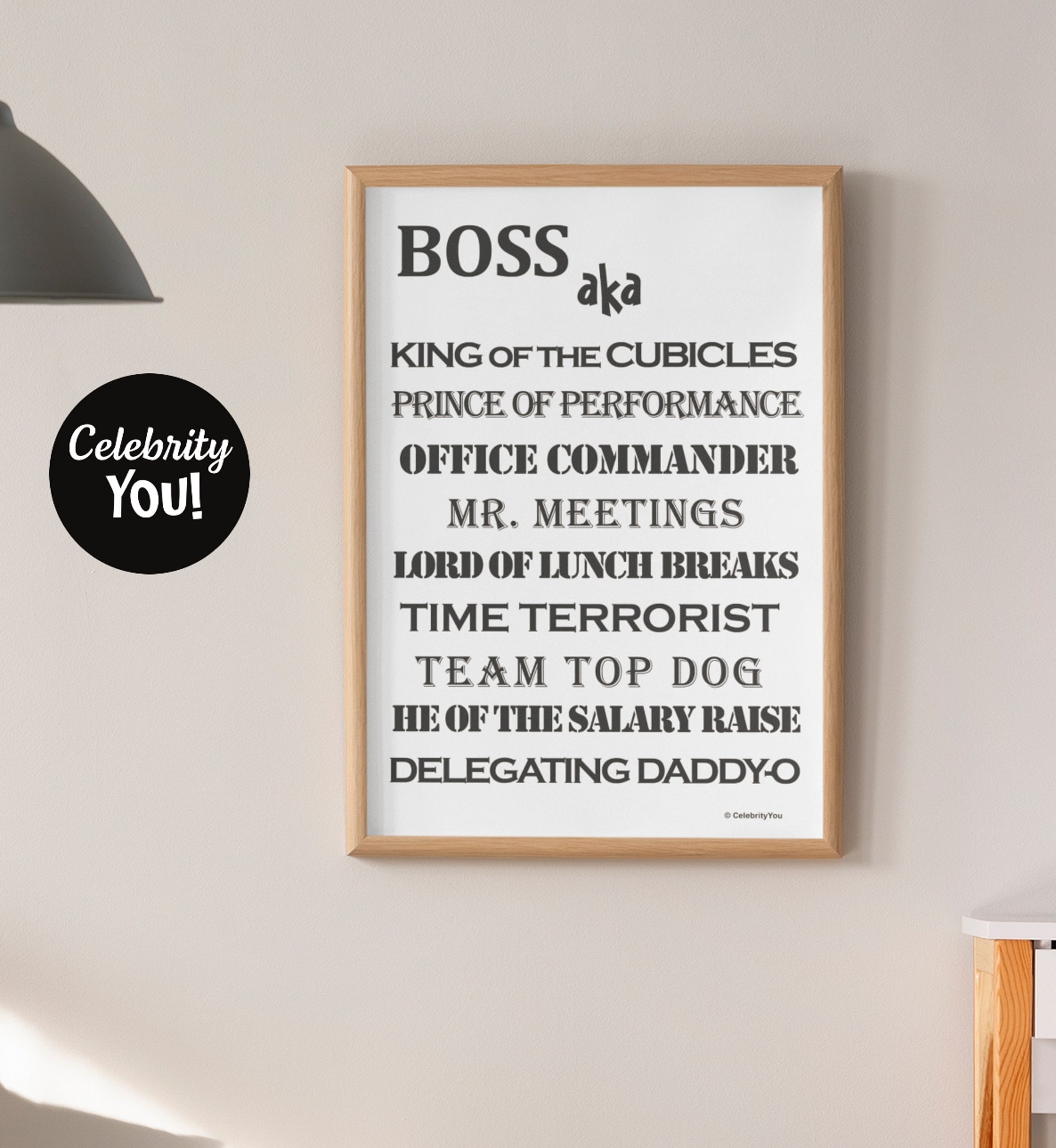 Man Boss Nicknames PRINTABLE Office Decor, Funny BOSS Gift Present Idea ...