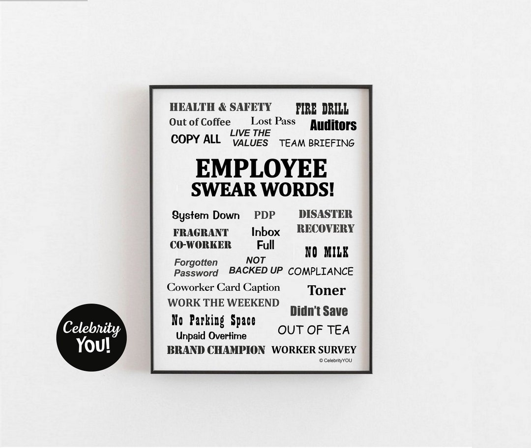 Employee Swear Words PRINTABLE Office Decor Funny Coworker - Etsy
