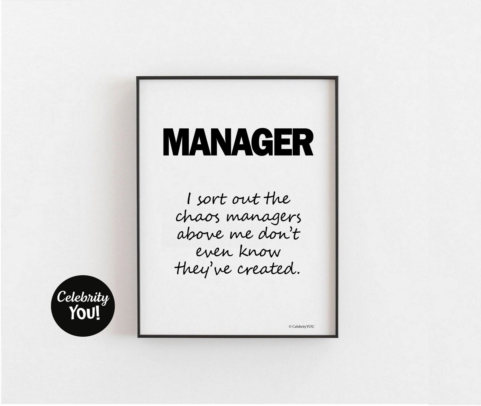 Manager Definition PRINTABLE Office Sign, Funny Management Motivational ...