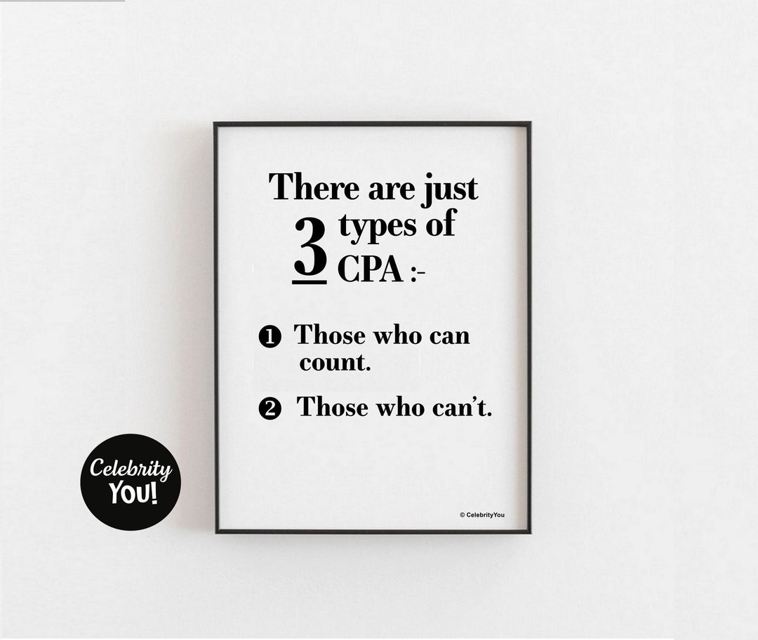 Types of CPA PRINTABLE Fun Accounting Office Decor, Accountant Exam ...
