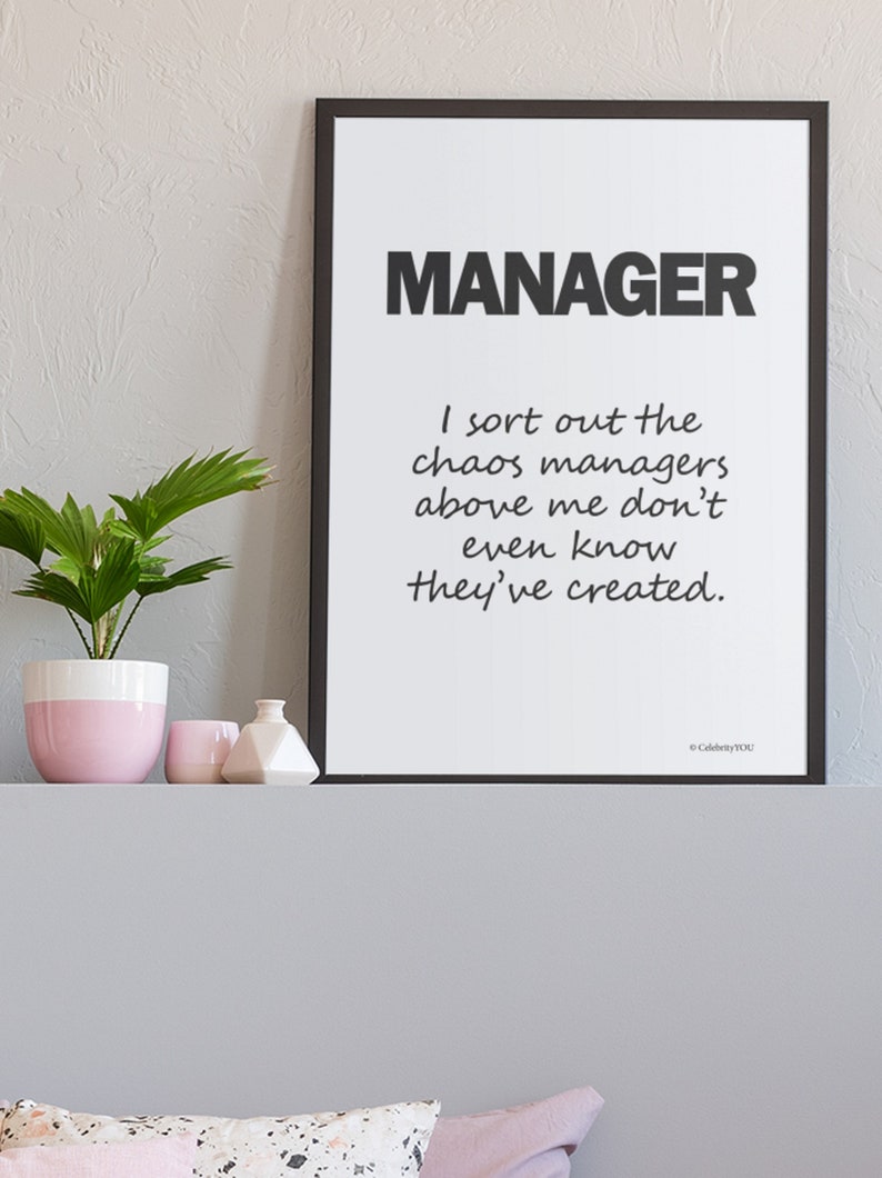 Manager Definition PRINTABLE Office Sign, Funny Management Motivational ...