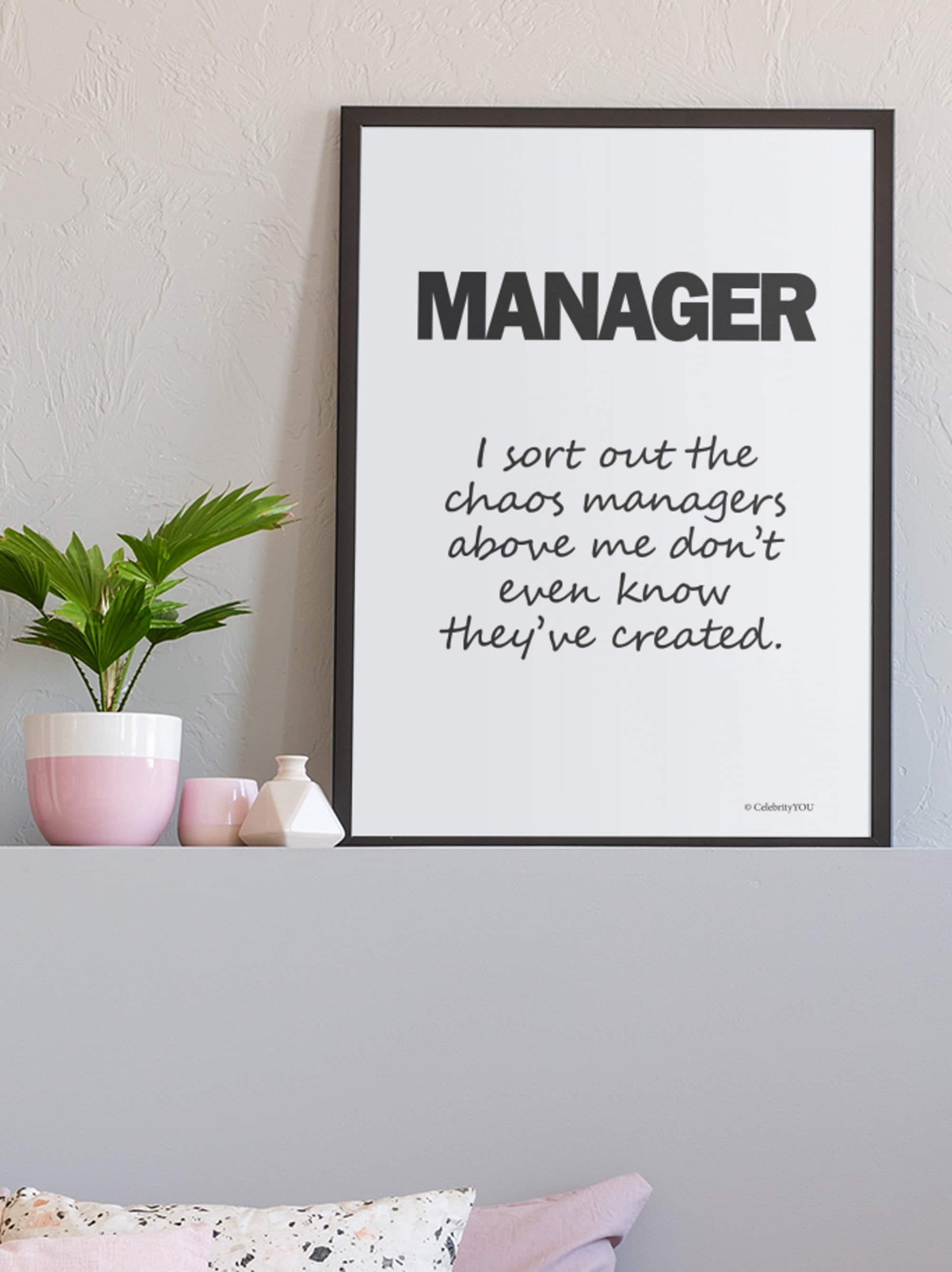 Manager Definition PRINTABLE Office Sign, Funny Management Motivational ...