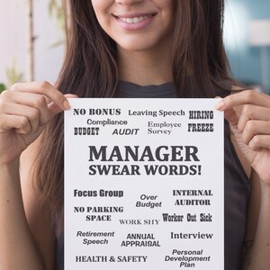 Manager Swear Words PRINTABLE Office Sign, Funny Manager Gift, Boss ...