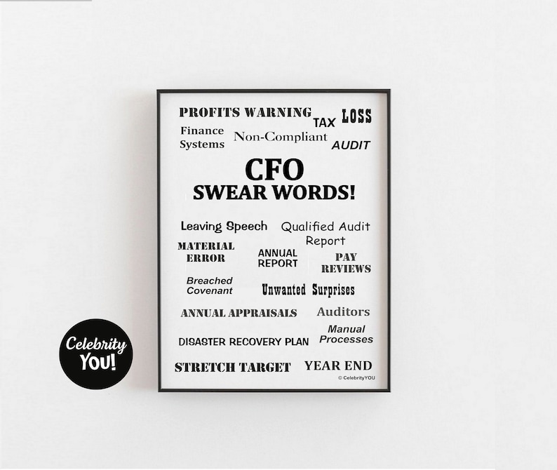 CFO Swear Words PRINTABLE Office Decor, Funny Chief Financial Officer ...