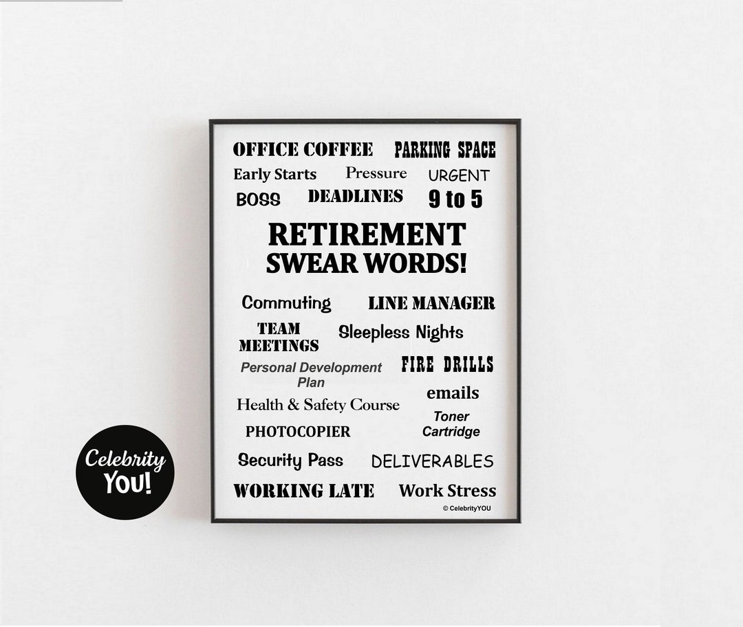 Retirement Swear Words PRINT, Work Career Pet Peeves and Annoyances ...
