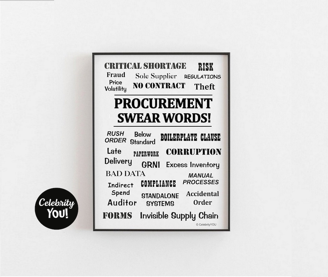 Procurement Swear Words PRINTABLE Office Sign | Funny Procurement ...