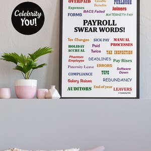Payroll Swear Words PRINTABLE Office Decor, Funny Payroll Manager Gift ...