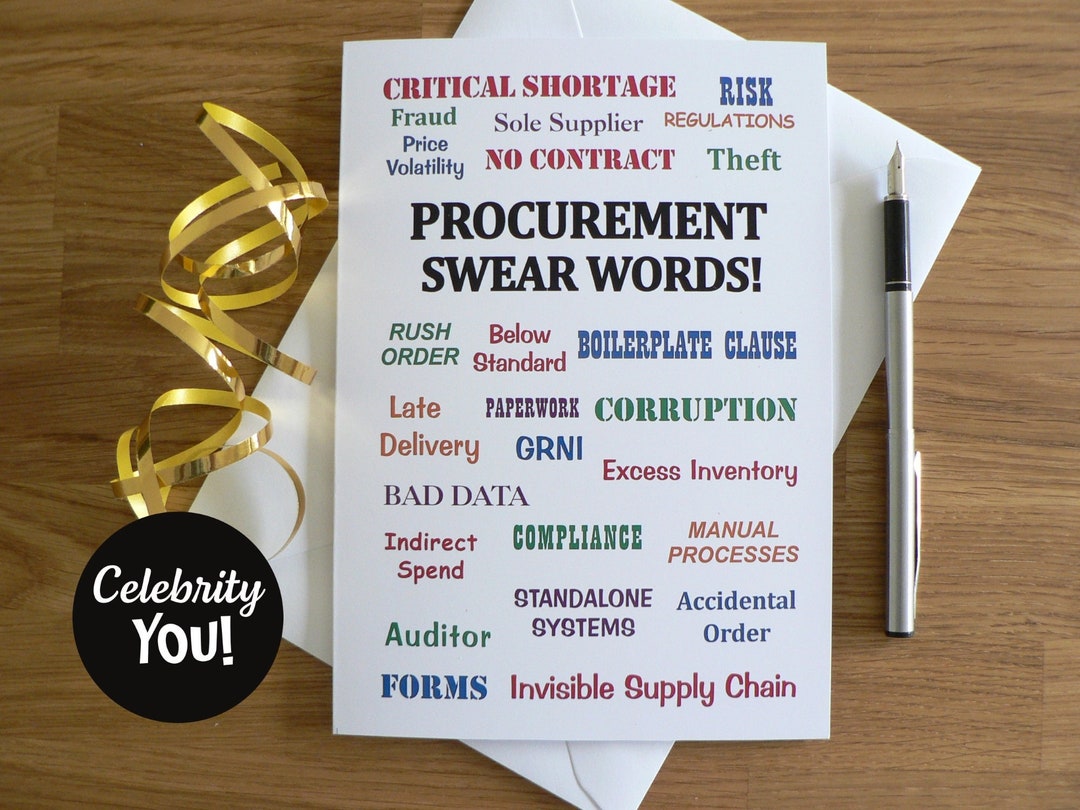 Procurement Swear Words Annoyingly Funny Office Card, Purchasing Supply ...