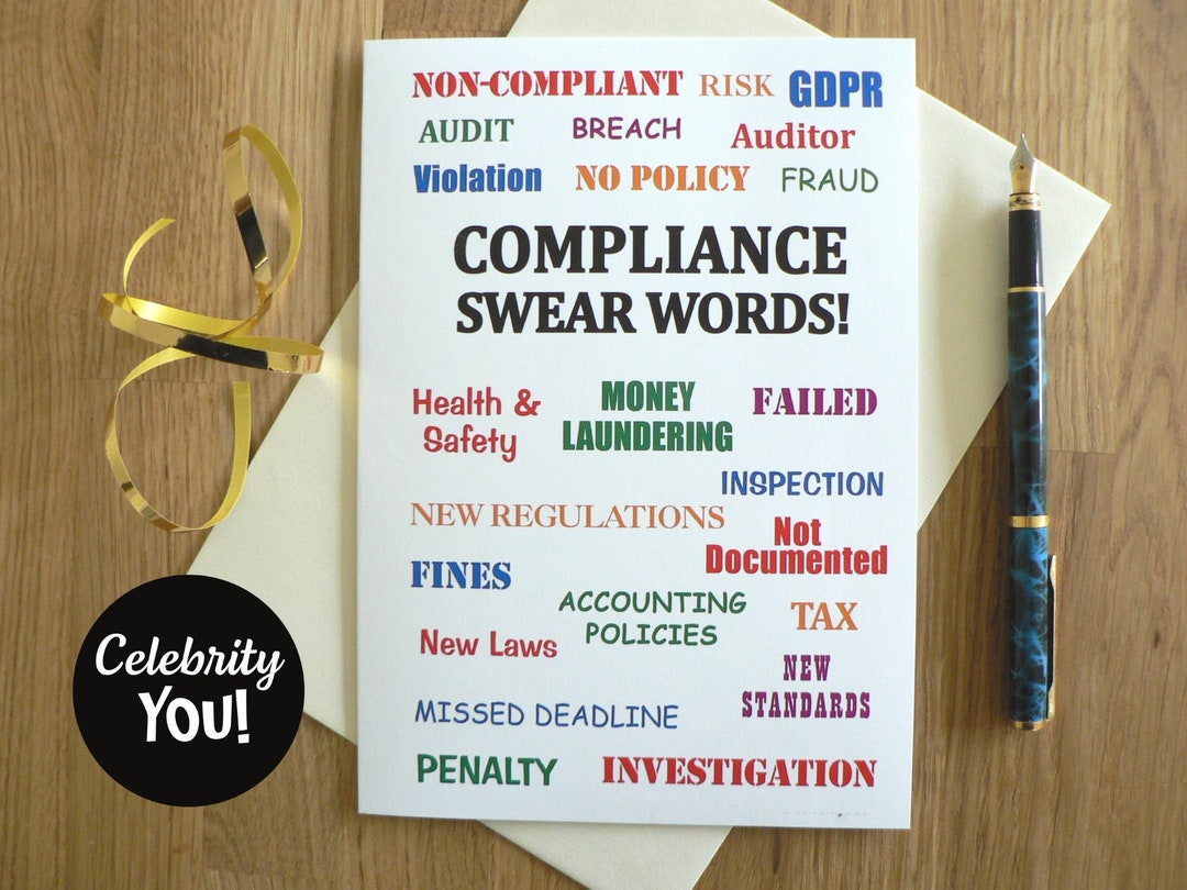 Compliance Swear Words Greeting Card, Annoyingly Funny Joke, Compliance ...