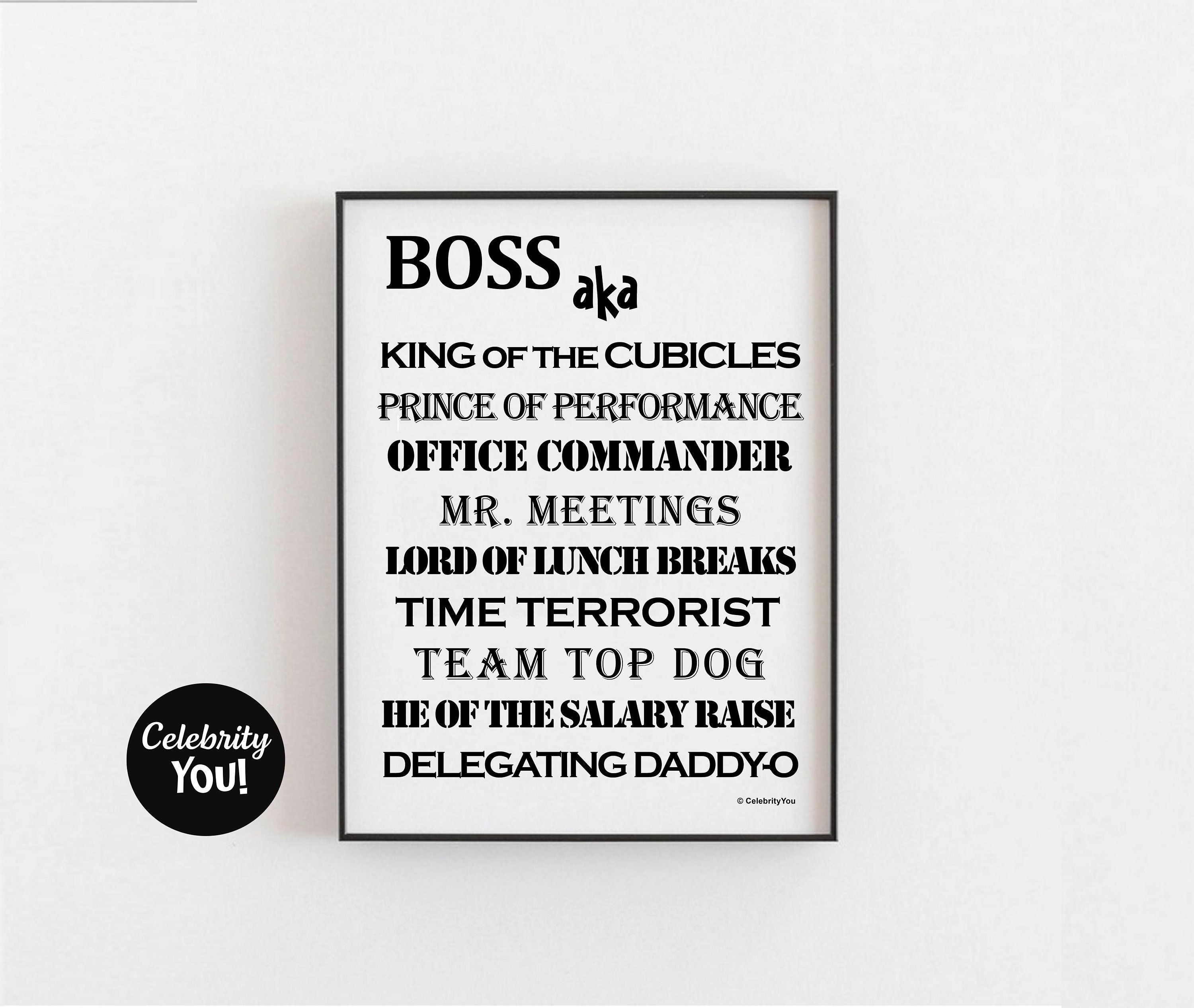 Man Boss Nicknames PRINTABLE Office Decor, Funny BOSS Gift Present Idea ...
