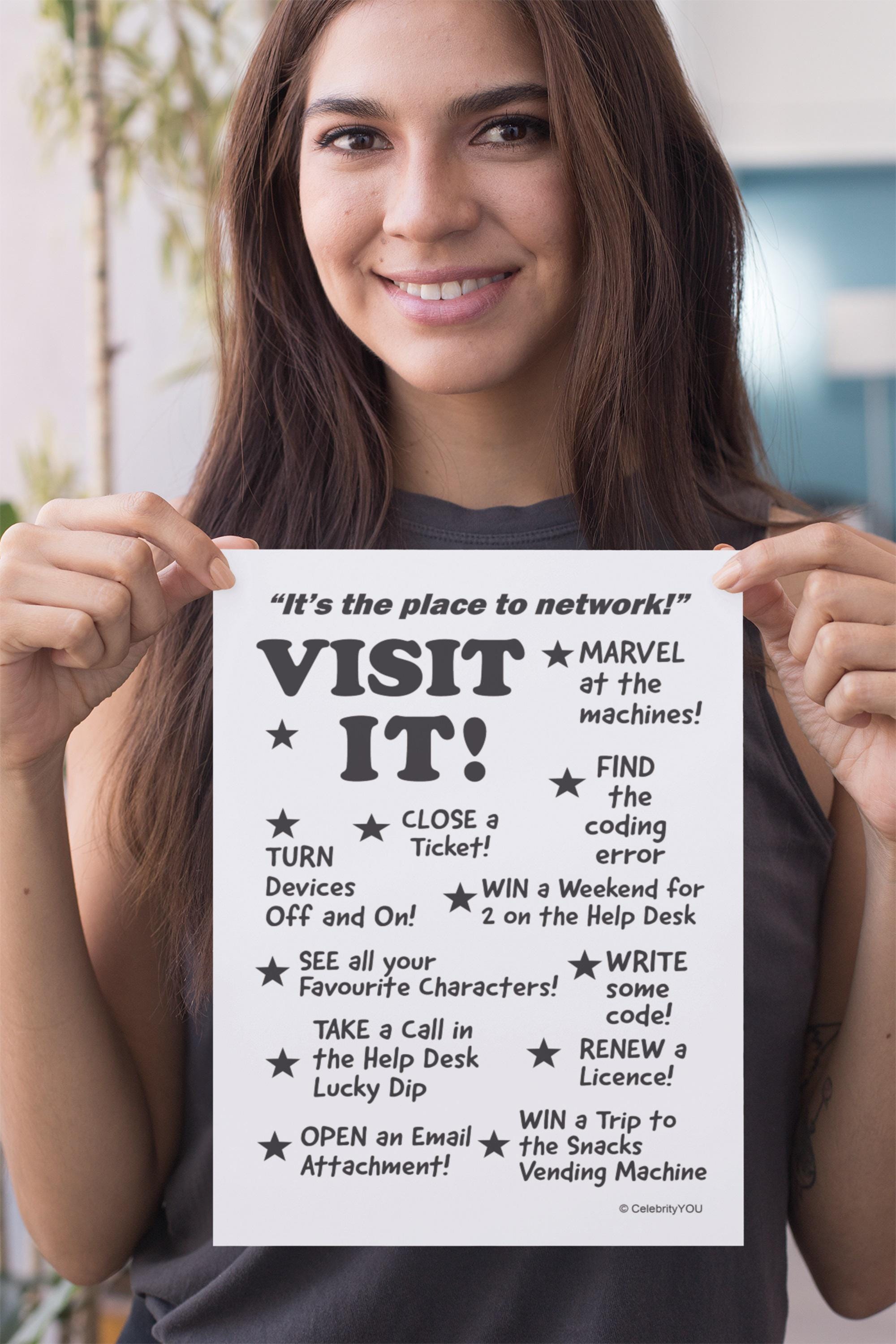 Funny Information Technology PRINTABLE Office Sign, Visit IT, Crazy Mad ...