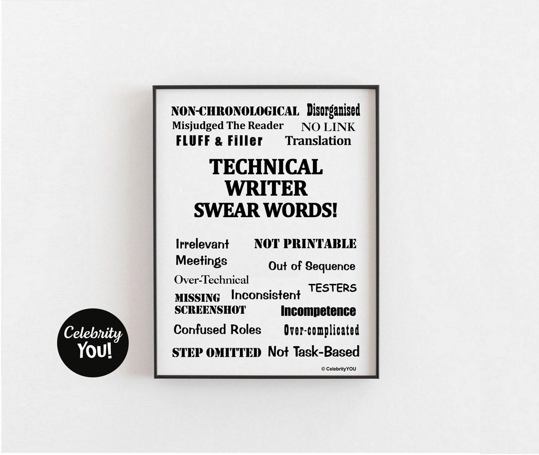 Technical Writer Swear Words PRINT, Home Office Decor, Annoyingly Funny ...
