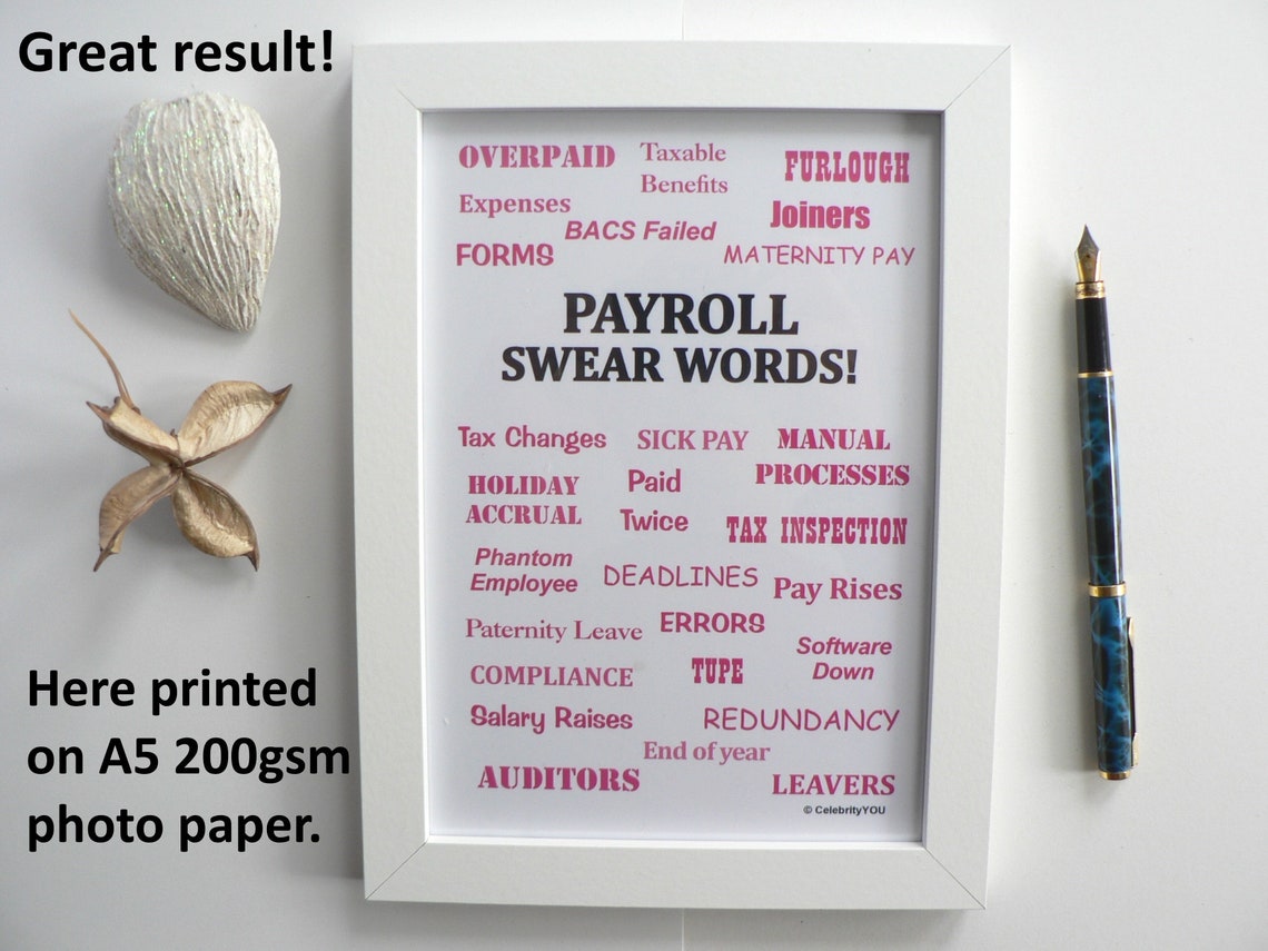 Payroll Swear Words PRINTABLE Sign Poster Magenta Black | Etsy Australia