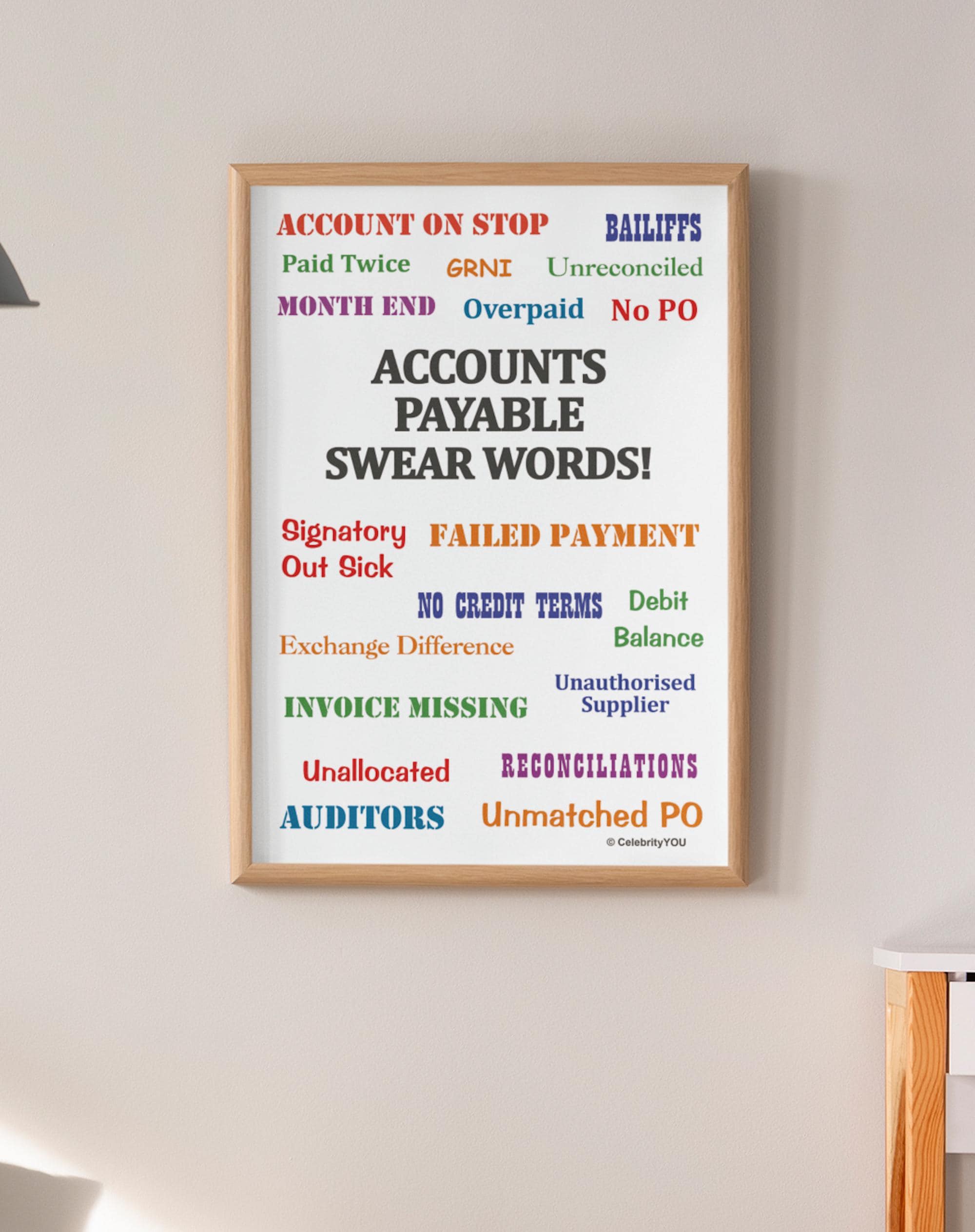 Accounts Payable Swear Words PRINT, Office Decor, Funny Present ...