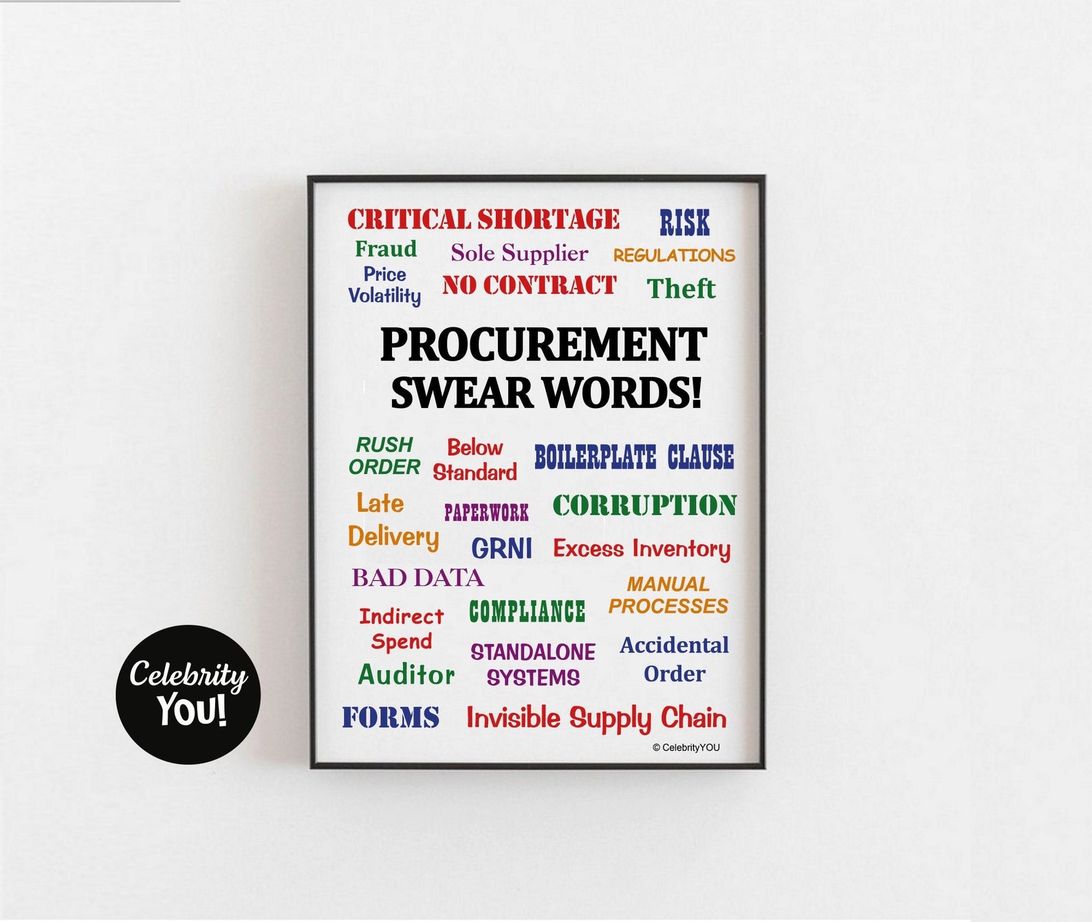 Procurement Swear Words PRINTABLE Office Decor, Funny Procurement ...