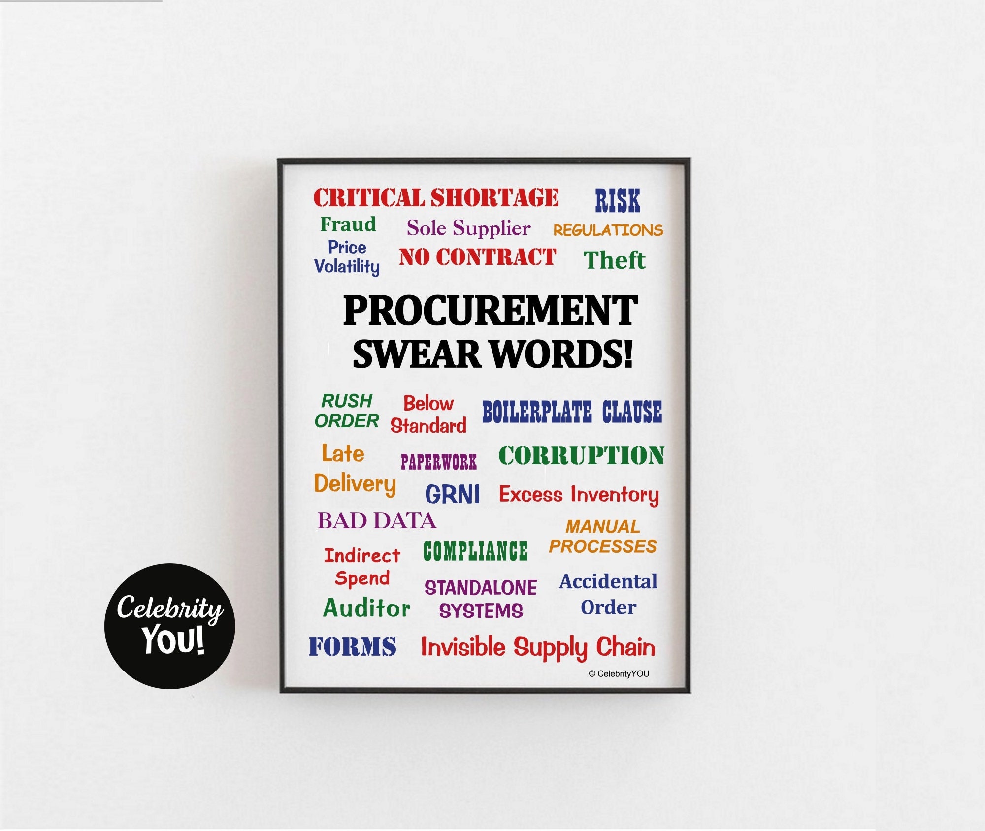 Procurement Swear Words PRINTABLE Office Decor, Funny Procurement ...