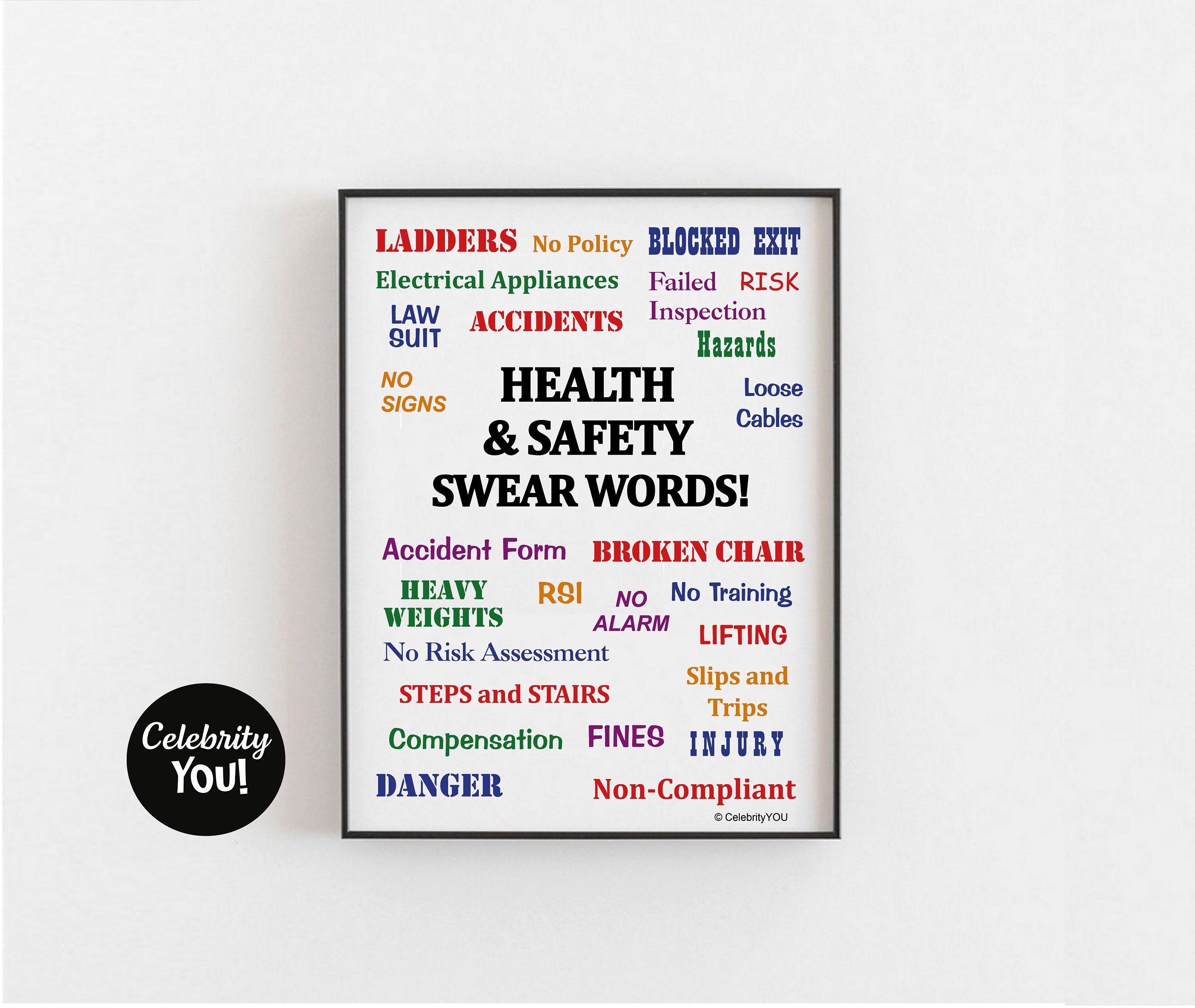 Health and Safety Swear Words PRINTABLE Colour Office Sign, Safety ...