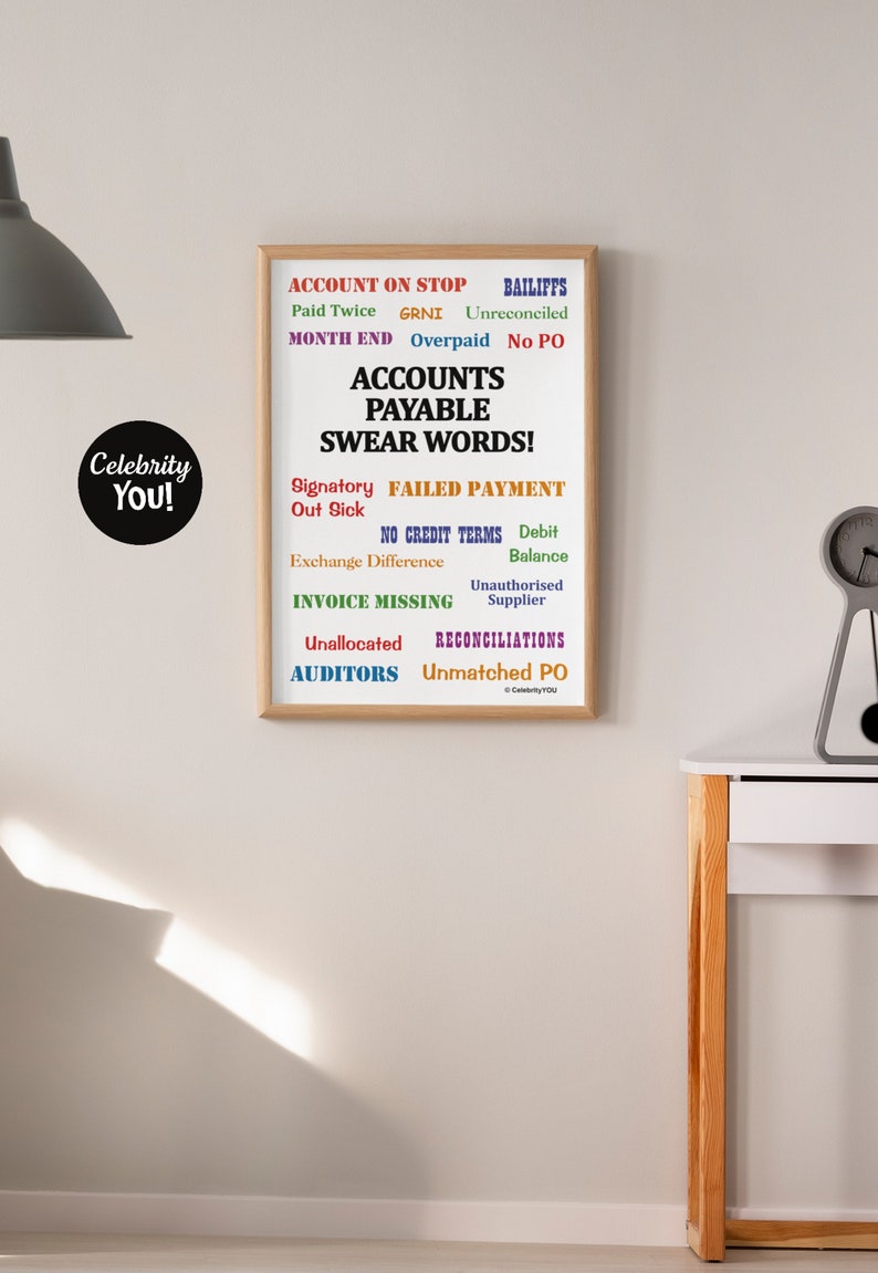 Accounts Payable Swear Words PRINTABLE Office Decor, Funny Pet Peeves ...