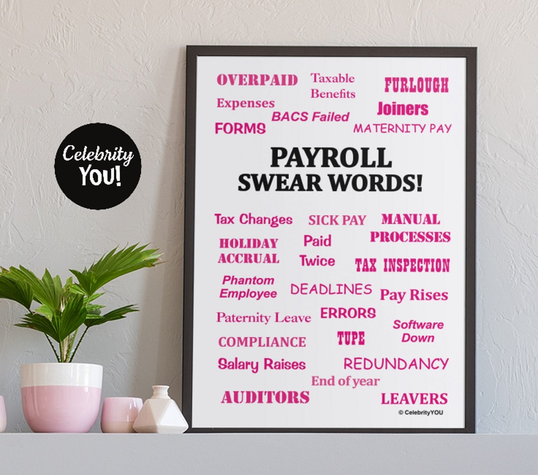 Payroll Swear Words PRINTABLE Sign Poster, Magenta Black, Funny PAYROLL ...