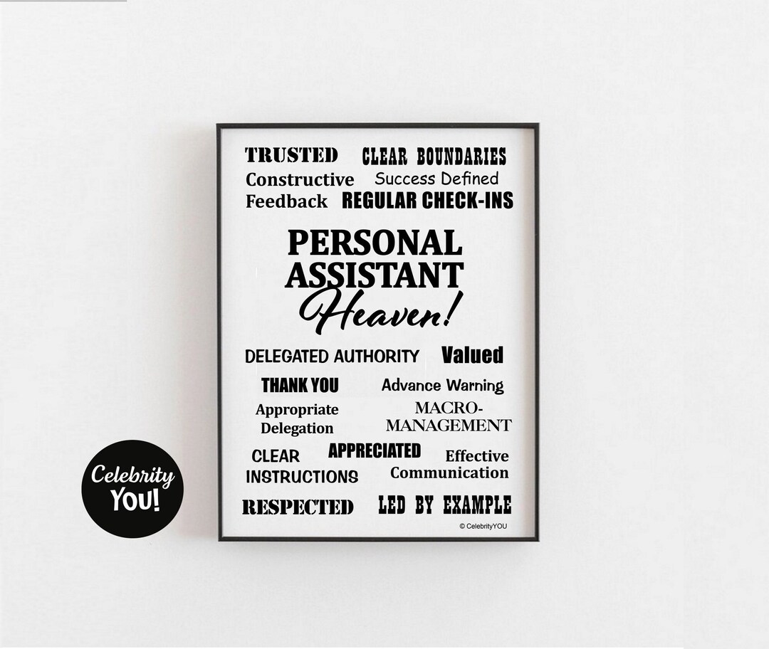 Personal Assistant Heaven PRINTABLE Office Sign, Desk Decor, Admin ...