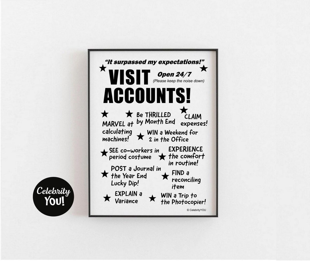 Funny Accounting PRINTABLE Office Sign, Visit Accounts, Witty Crazy ...