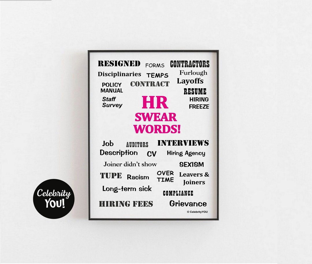 Human Resources Swear Words PRINTABLE Home Office Decor, Annoyingly ...