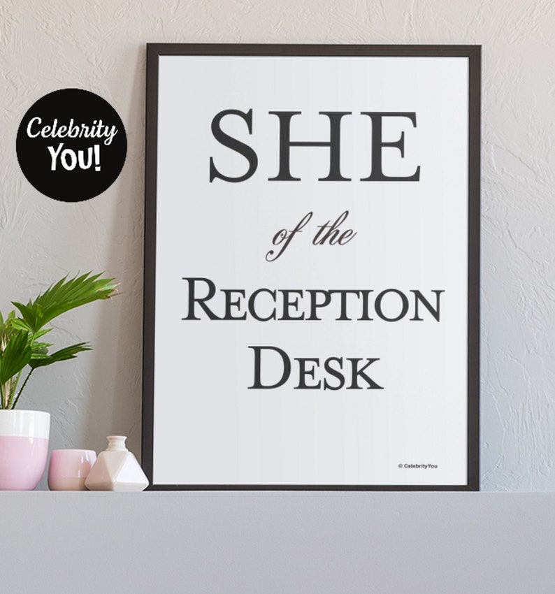 She of Reception PRINTABLE Desk Decor, Funny Receptionist Job Title ...