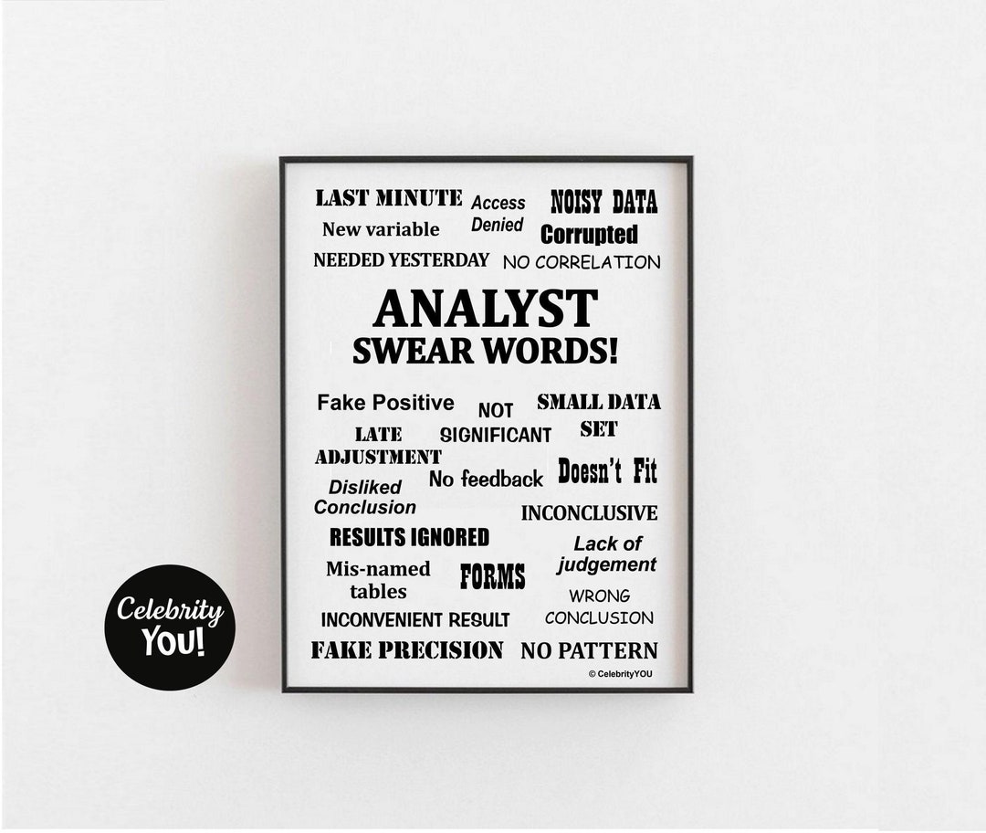 Analyst Swear Words PRINTABLE Office Wall Decor, Funny Pet Peeves ...