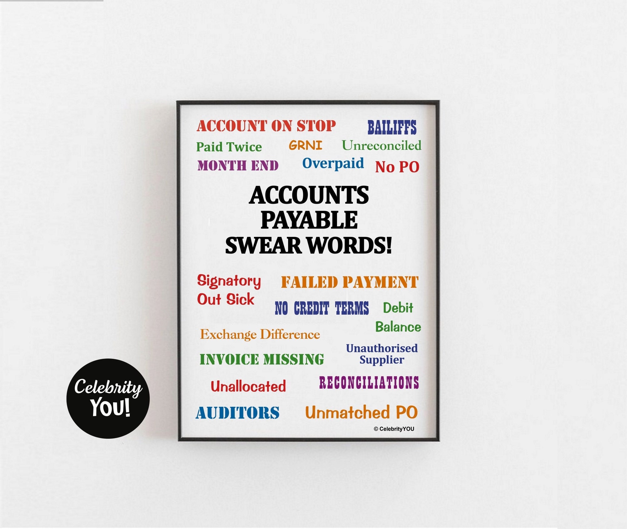 Accounts Payable Swear Words PRINTABLE Office Decor, Funny Pet Peeves ...