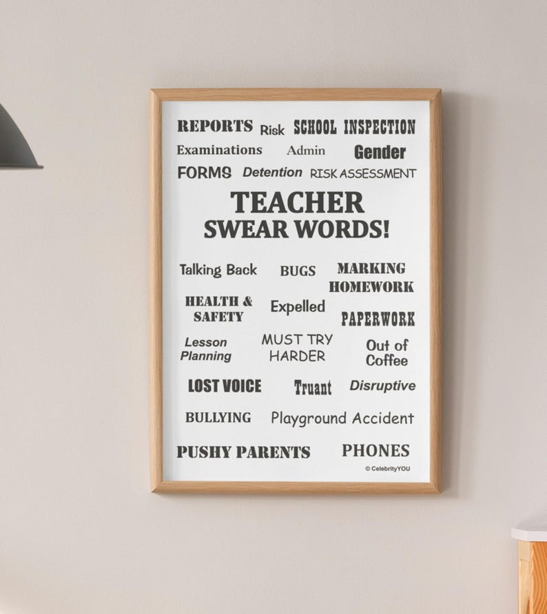 Teacher Swear Words PRINTABLE Home Office Sign, Annoyingly Funny Pet ...