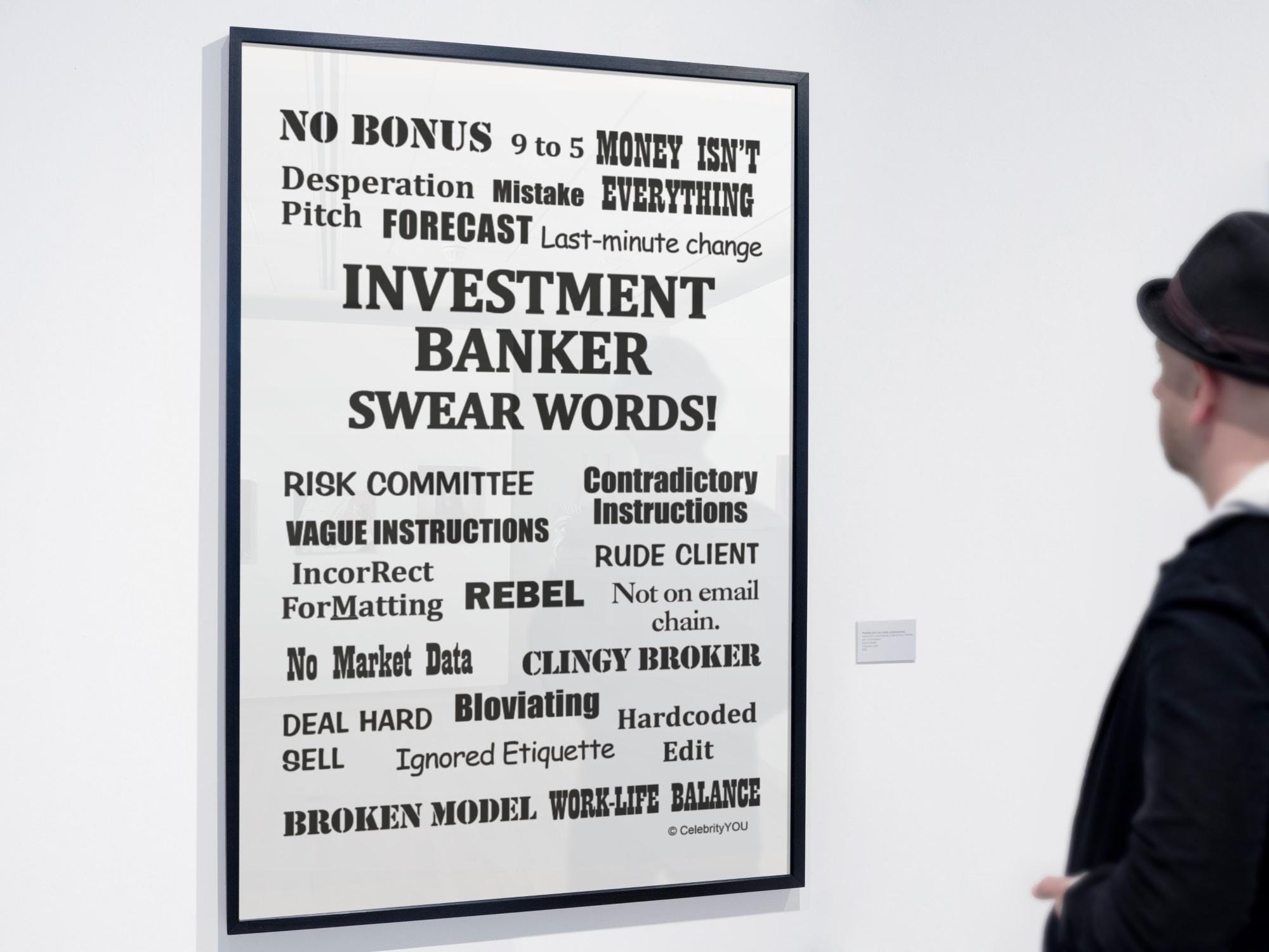 Investment Banker Swear Words Printable - Funny Banking Office Decor ...
