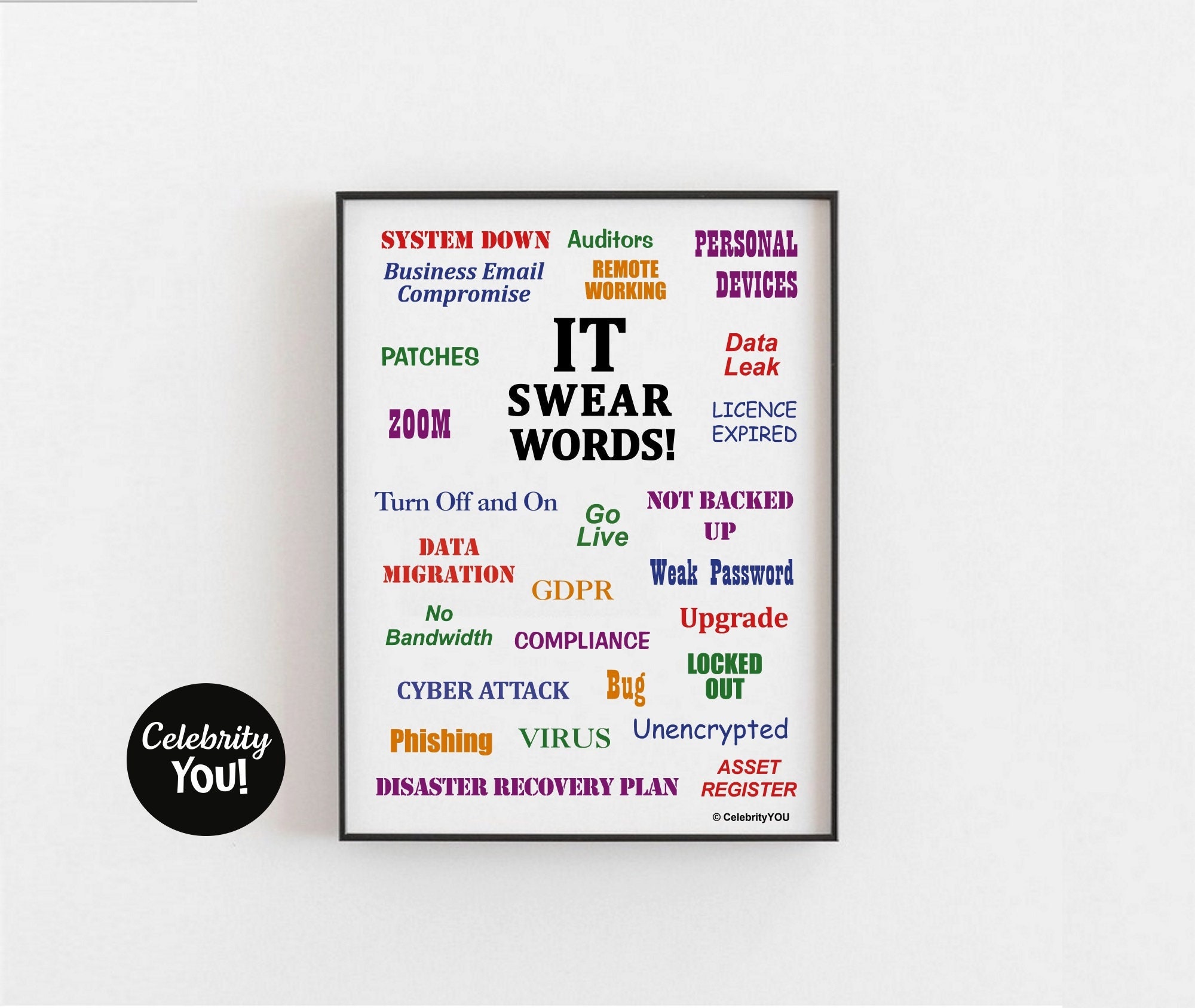 Information Technology Swear Words PRINTABLE Office Decor, Funny IT ...