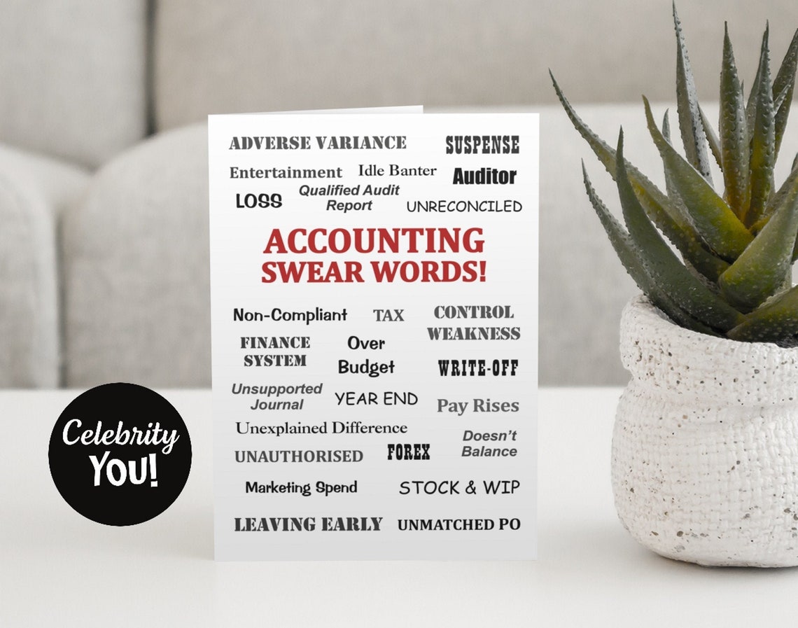 Accounting Swear Words PRINTABLE Accountant Card, Funny Greeting Card ...