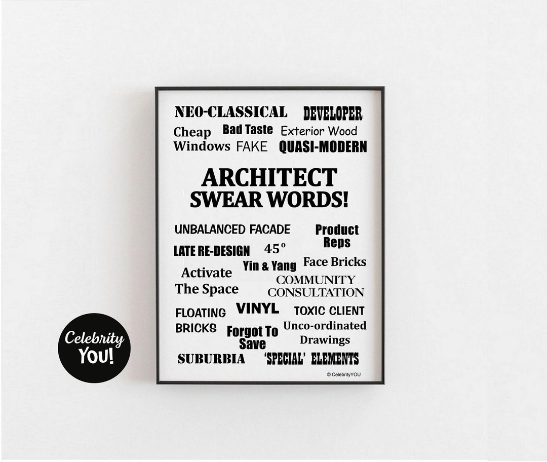 Architect Swear Words Printable: Funny Office Decor; Pet Peeves and ...