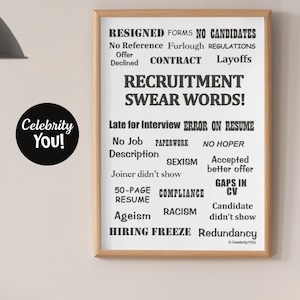 Recruitment Swear Words PRINTABLE Recruiter Office Decor, Recruiter ...