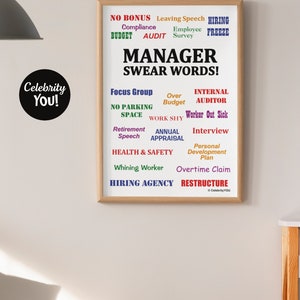 Manager Swear Words PRINTABLE Colour Office Decor, Funny Manager Gift ...
