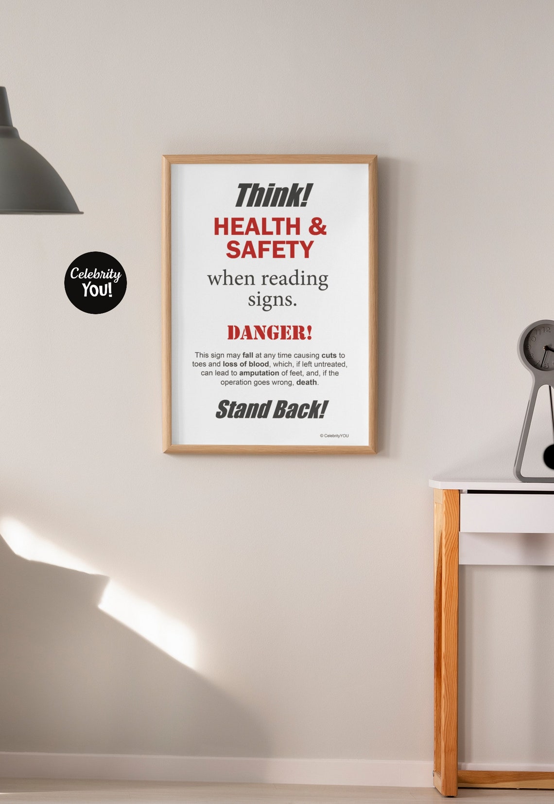 Think Health and Safety PRINTABLE Office Sign, Mad Crazy Funny Danger ...