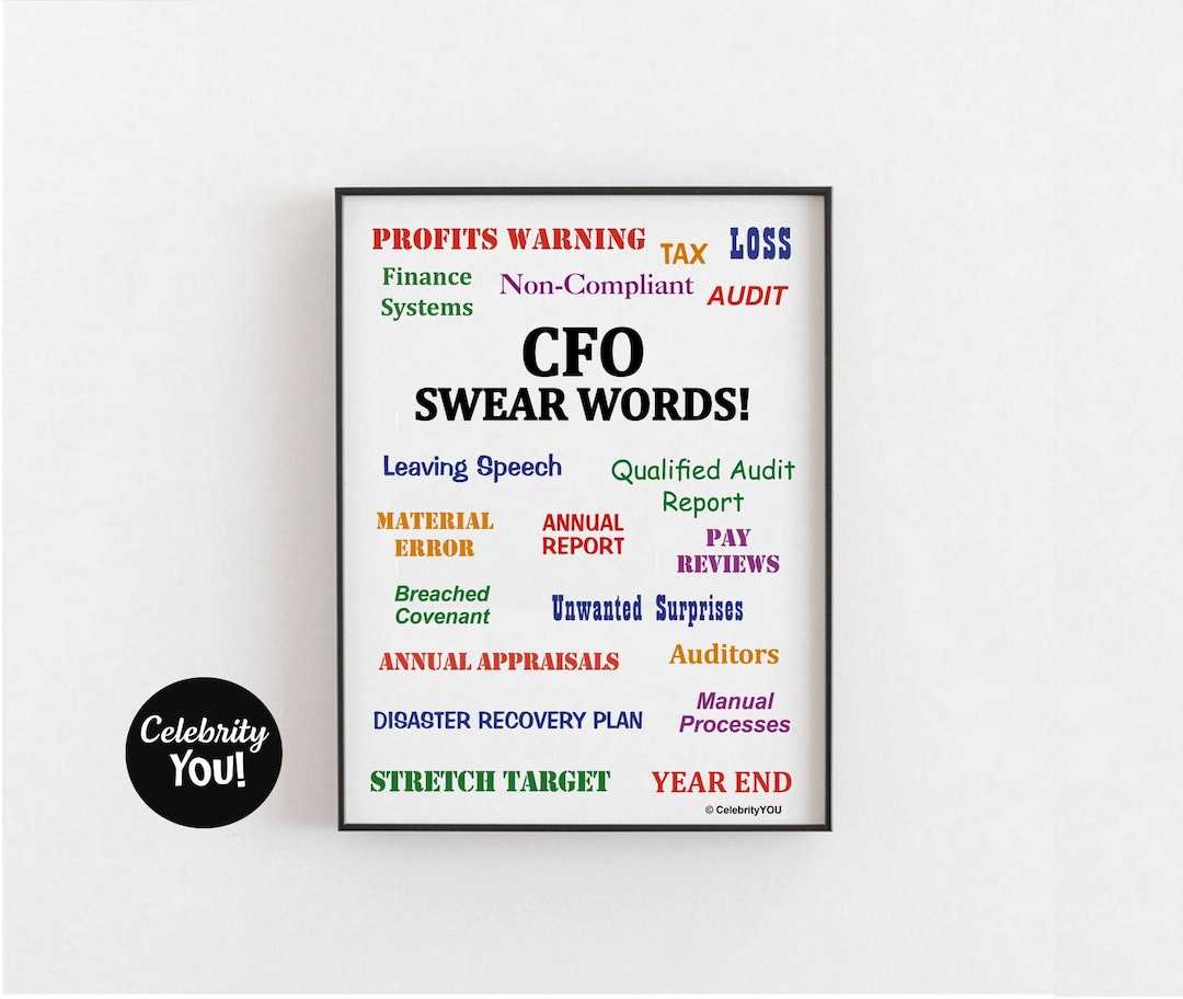 CFO Swear Words PRINT, CFO Home Office Decor, Chief Financial Officer ...