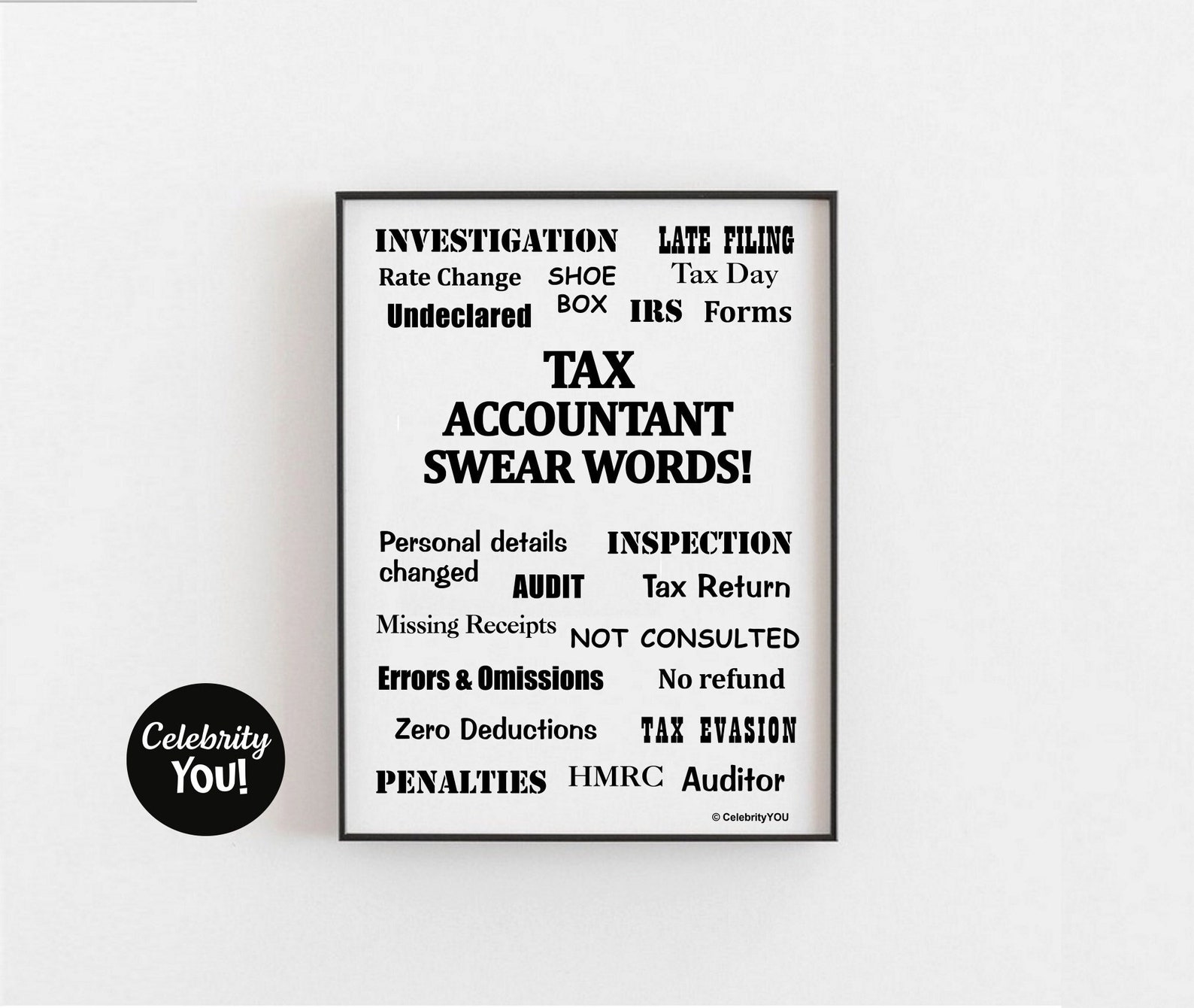 Tax Accountant Swear Words PRINTABLE Office Decor, Funny CPA Gift, Pet ...
