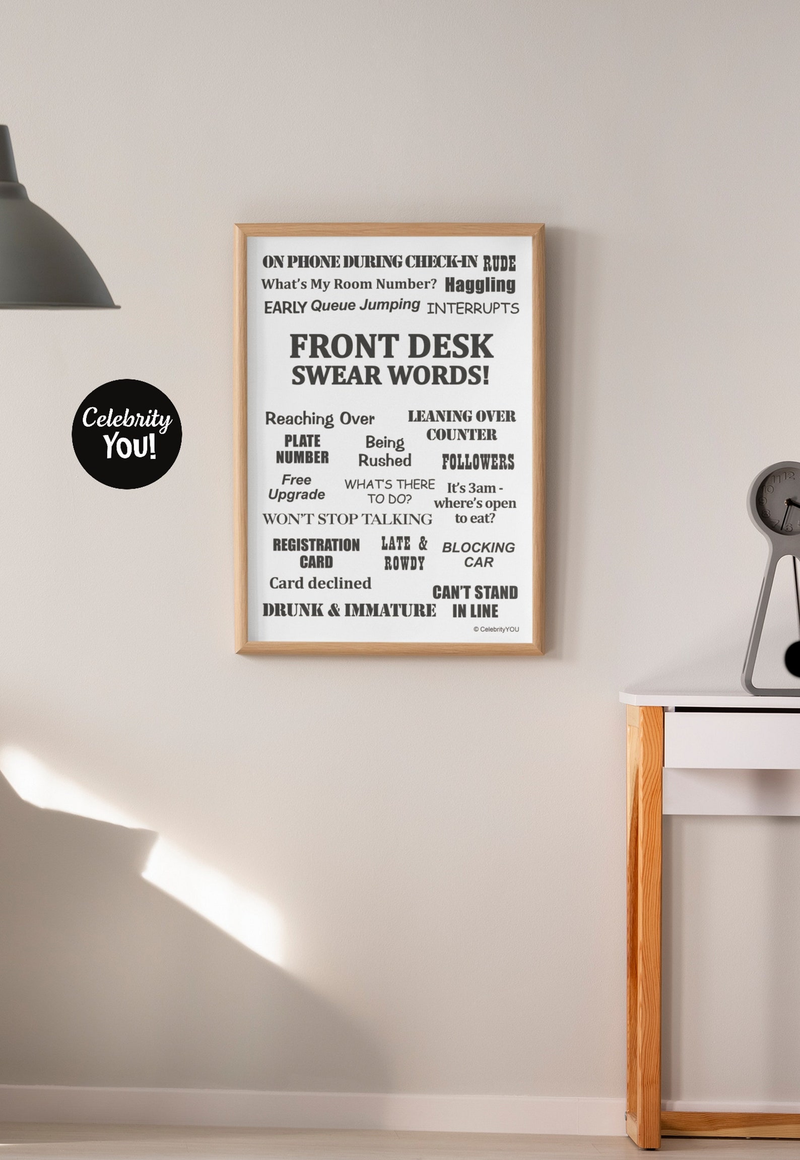 Front Desk Swear Words PRINTABLE Reception Desk Decor, Hotel ...