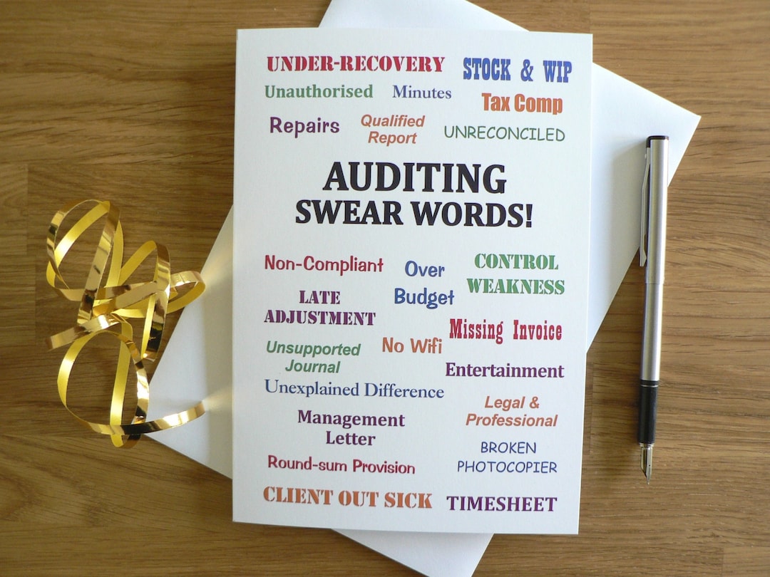 Auditing Swear Words, Annoyingly Funny AUDITOR Greeting Card, Blank A5 ...