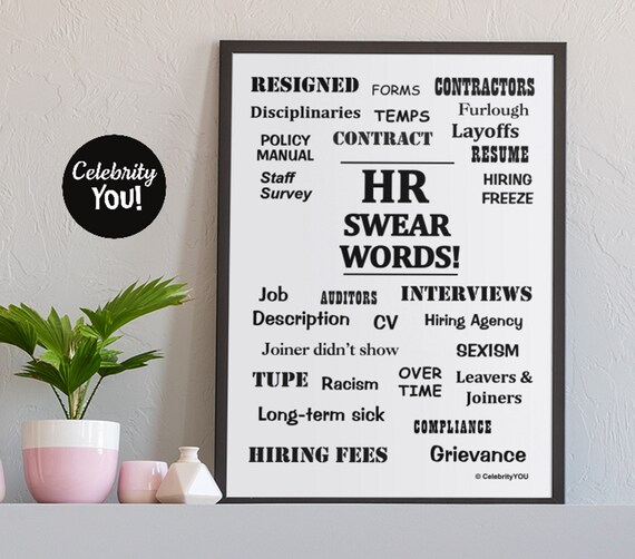 HR Swear Words PRINTABLE Human Resources Sign Poster Funny | Etsy