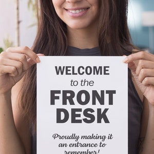 Front Desk Welcome Sign PRINT, Hotel Reception Wall Poster, Funny Witty ...