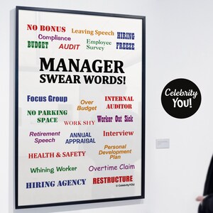 Manager Swear Words PRINTABLE Colour Office Decor, Funny Manager Gift ...