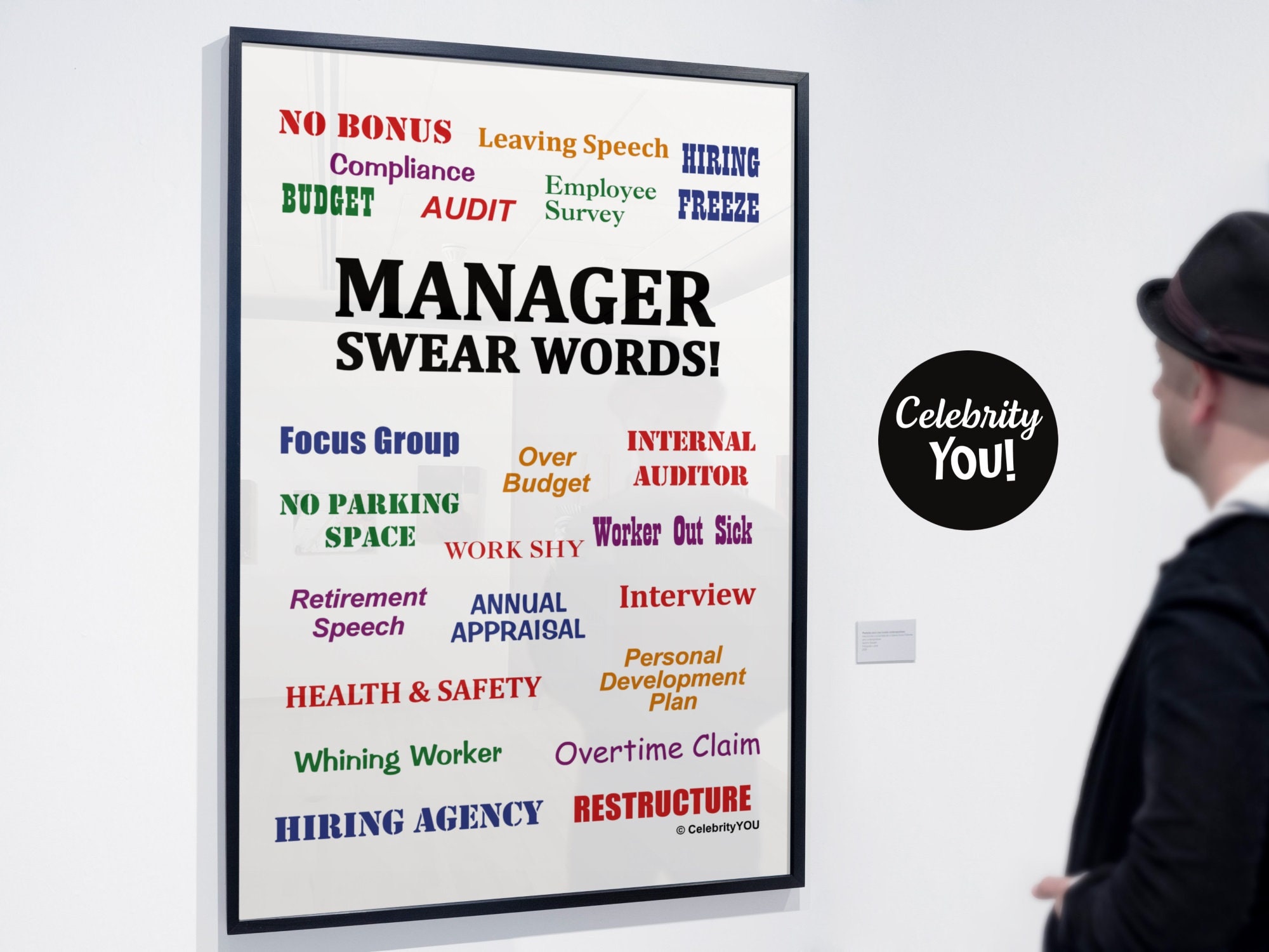 Manager Swear Words PRINTABLE Colour Office Decor, Funny Manager Gift ...