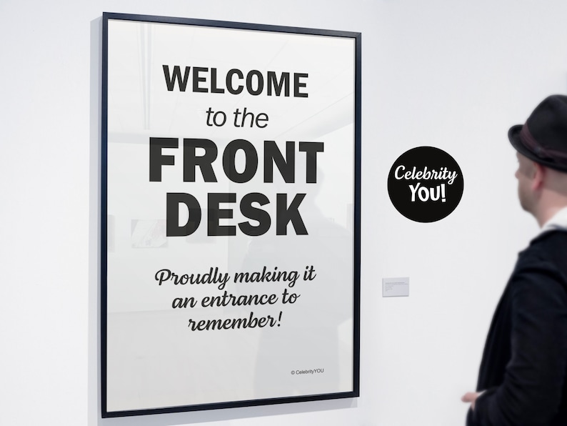Front Desk Welcome Sign PRINTABLE, Hotel Reception Wall Poster, Funny ...